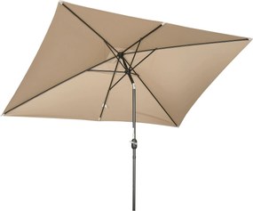 Outsunny Hliníkový Slunečník 200x300x253 cm Obdélníkový Zahradní Slunečník s Kličkou a Odnímatelným Sloupem pro Terasu, Bazén, Patio venkovní Khaki |