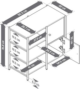 Tchibo - Komoda »Grade« s otevřenými přihrádkami a 2 dvířky - barva: bílá