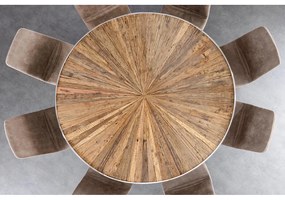 Massive home | Kulatý jídelní stůl BARRACUDA 140 cm sklo/masiv teak