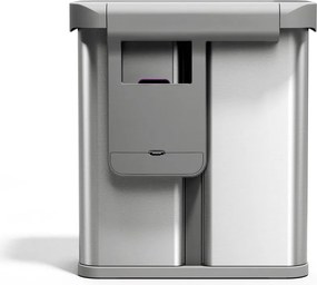 Ocelový odpadkový koš 34+24 l na tříděný odpad/bezdotykový ve stříbrné barvě Dual Sensor – simplehuman