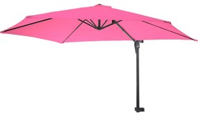 Nástěnný slunečník Casoria 3 m polyester hliník/ocel - růžovo-červená
