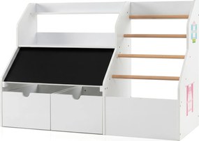 Costway Dětská knihovna 2 v 1 dětské polici s 5 šatní tyčí a deskou