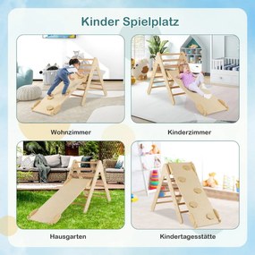 Costway Trojúhelníková dřevěná prolézačka Nursery s přírodní rampou