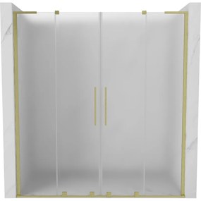 Mexen Velar L Duo, posuvné sprchové dveře do otvoru 180 cm, 8mm sklo námraza, zlatá matná, 871-180-003-32-55
