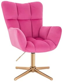 LuxuryForm DESIGN Otočné křeslo AURORA VELUR na zlatém kříži - tmavě růžové