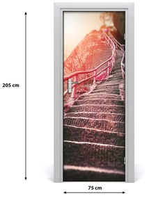 Fototapeta samolepící na dveře schody v horách 75x205 cm