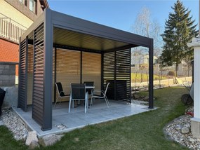 Rojaplast | Panel zastínění 1 m - sklápěcí horizontální lamely, pro bioklimatickou pergolu, dřevo | 11640717