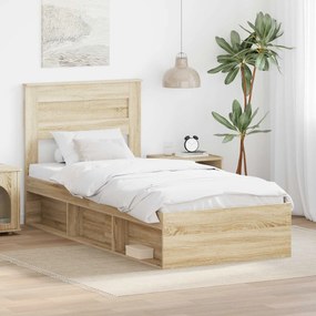 Rám postele s čelo Sonoma dub 75 x 190 cm Masivní borové dřevo 3409817