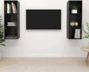 vidaXL Nástěnné TV skříňky 2 ks dřevotříska [3079859] Barva: černá s vysokým leskem