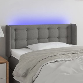 Čelo postele s LED tmavě šedé 103 x 16 x 78/88 cm textil