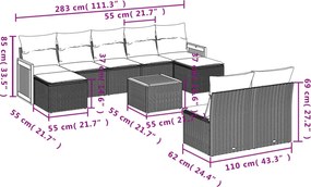 10dílná zahradní sedací souprava s poduškami šedá polyratan 3260464