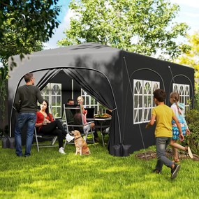 Skládací altán Outsunny 3x6 m s bočními panely UPF50+ - zahradní pavilon s nastavitelnou výškou a taškou pro přenášení pro kempování, párty, terasu