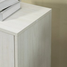 HOMCOM Obývací pokoj komoda se 4 šuplíky, 1 dveřmi a vnitřní policí - univerzální úložná skříň do koupelny, ložnice, jídelny 54x29x83 cm Bílá s dřevě…