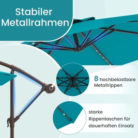 Costway Konzolový deštník Ø 300 cm se 40 solárními LED světly a pytli s pískem