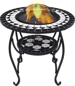 vidaXL Mozaikový stolek s ohništěm a bílý 68 cm keramika [46724] Barva: Černá