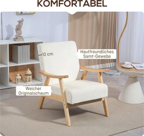 HOMCOM Křeslo do Obývacího Pokoje Nordic S Područky, Polstrování, Padded Křeslo s Dřevěným Rámem, Křeslo s Vzhledem Veluru, Čalouněné Křeslo do Ložni…