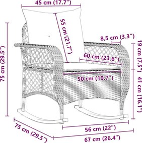 vidaXL Zahradní houpací křeslo s poduškami polyratan [4104198] Barva: béžová a krémová