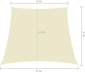 Stínicí plachta oxfordská látka lichoběžník 2/4 x 3 m krémová 135241
