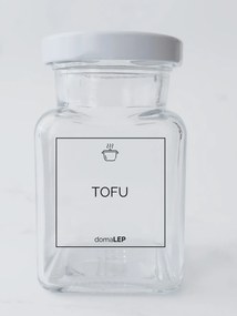 Samolepka na kořenky TOFU průhledná 5 × 5 cm základní písmo