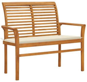 Zahradní lavice s krémovou poduškou 112 cm masivní teak,  3062651