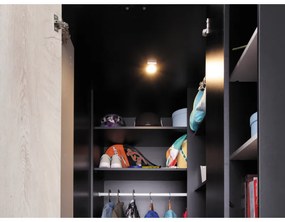 Šatní skříň se zásuvkami Legimi LG01 L / P, Osvětlení: osvětlení LED - bílé, Barva: bílý / dub + modrý