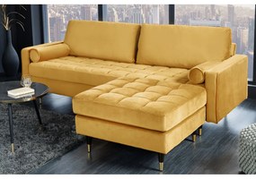 Massive home | Taburet  Cozy Velvet 80cm tmavě žlutý samet 41302