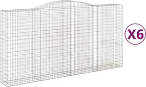 Klenuté gabionové koše 6 ks 400x50x200/220cm pozinkované železo 3147065