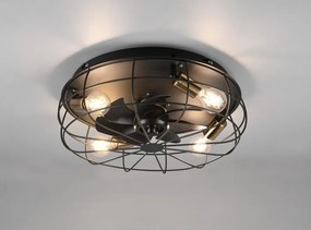 Matně černé stropní svítidlo na dálkové ovládání/s ventilátorem Trondheim – Reality