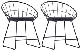 Jídelní židle se sedáky z umělé kůže 2 ks černé ocelové,  247274 HangarStore.cz