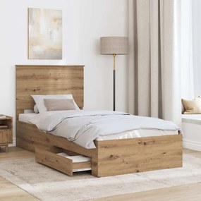 Rám postele s čelo Artisanový dub 90 x 190 cm Kompozitní dřevo 3409702