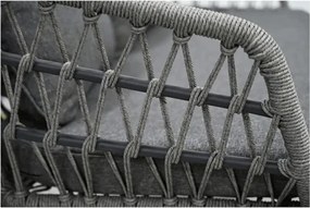 Zahradní set stůl 90x48 židle dvojkřeslo tmavě šedý antracitový ratan kov AZ-L1880 grey