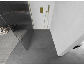 Mexen Kioto L, sprchová zástěna Walk-In 100 x 200 cm, 8mm sklo s žebrovým vzorem, zlatý lesklý profil, 800-100-103-50-09