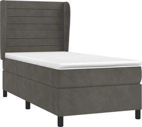 Box spring postel s matrací tmavě šedá 90x190 cm samet 3129244