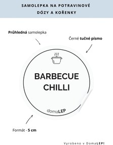 Samolepka na kořenky BARBECUE CHILLI průhledná 5 cm tučné písmo
