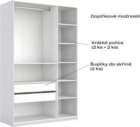 Skříň 3D (se zrcadlem), série N, bílý lesk Luiza