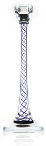 nextlevelglass skleněný SVÍCEN s modrou linkou vysoký 40 cm