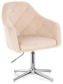 LuxuryForm DESIGN Otočné křeslo ROMA VELUR na stříbrném kříži - krémové