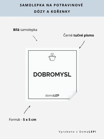 Samolepka na kořenky DOBROMYSL bílá 5 × 5 cm tučné písmo