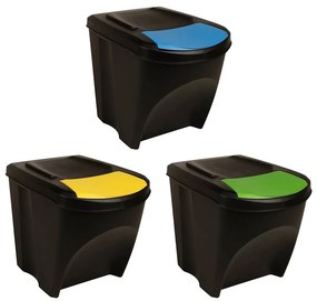 Stohovatelné odpadkové koše 3 ks antracitové 75 l 316184