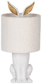 Bílo-zlatá stolní lampa králík s bílým režným stínidlem Konijn – 20x43 cm