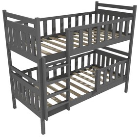 Vomaks Patrová postel PP 009 se zábranou Rozměr: 90 x 180 cm, Barva: surové dřevo, Prostor mezi lůžky: 80 cm
