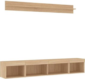 5dílná obývací stěna s LED dub sonoma kompozitní dřevo 3216684