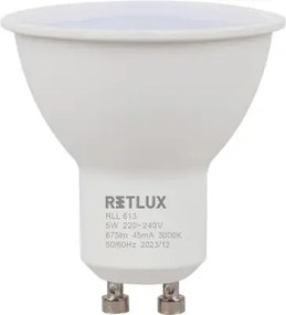 RETLUX RLL 613 GU10 bulb 5W / 675 lm / 3000K - teplá bílá / D