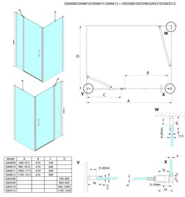 Gelco Gelco, LORO obdélníková sprchová zástěna 1100x1200 mm, GN4611-02