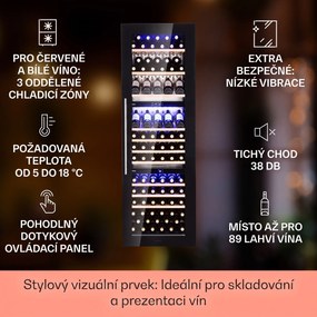Klarstein Vinsider 89 vestavná vinotéka 5–18 °C dotykové ovládání dřevěné police