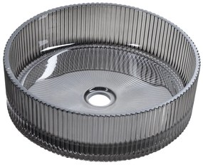 Sapho Sapho, ANHELO gravírované skleněné umyvadlo na desku průměr 39,5cm, černá, TY317B