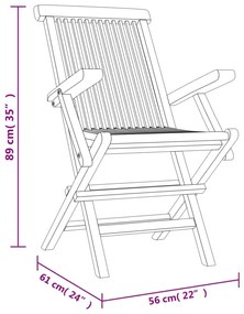 Skládací zahradní židle 2 ks šedé 56 x 61 x 89 cm masivní teak - Default Title