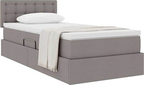 Postel s úložným prostorem a matrací Taupe 100 x 200 cm Samet 3370617