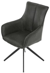 Autronic Moderní jídelní židle Jídelní židle šedá látka, otočný mechanismus 360°, černý kov (DCH-355 GREY2)