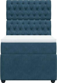 Box spring postel s matrací modrá 90 x 200 cm samet 3294548
